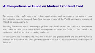 Guide to Vite JS – Modern Fron-End Development Tool | PPTX