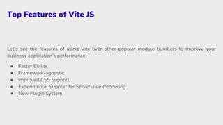 Guide to Vite JS – Modern Fron-End Development Tool | PPTX