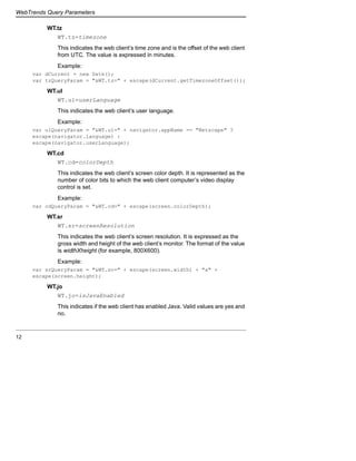 Guide to web trends query parameters | PDF | Web Development | Internet