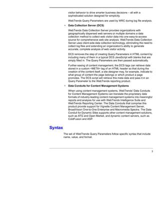 Guide to web trends query parameters | PDF | Web Development | Internet