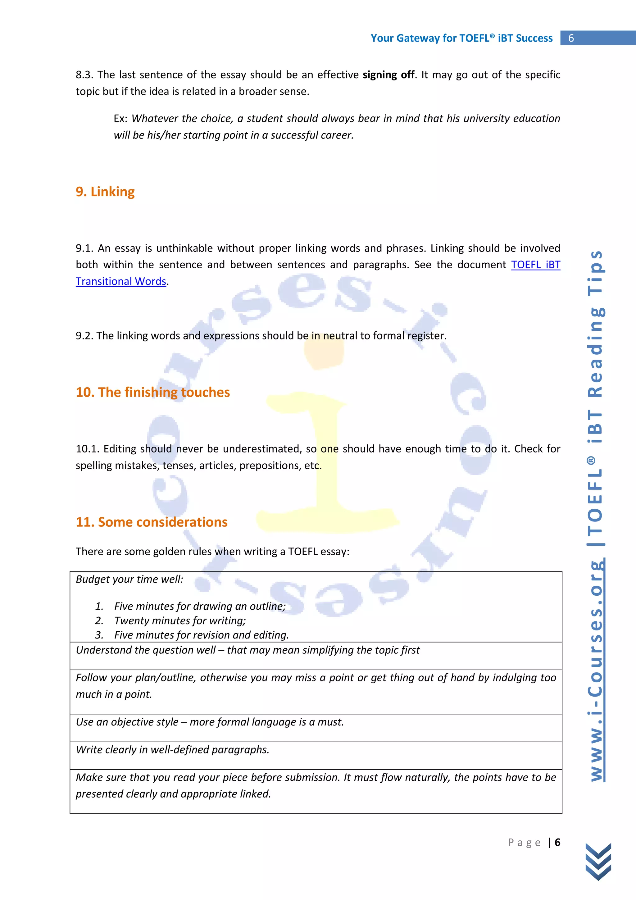 Guide To Writing A Toefl Essay Independent Task | PDF | College ...
