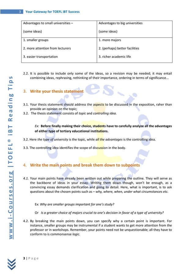 Guide To Writing A Toefl Essay Independent Task | PDF | College ...