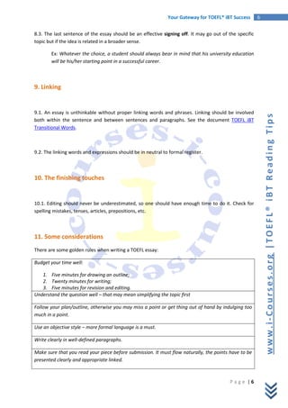 Guide To Writing A Toefl Essay Independent Task | PDF | College ...