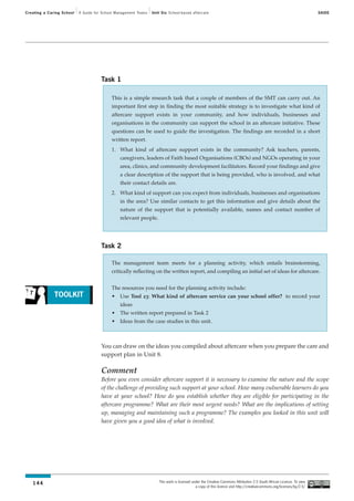 Learning Guide: Unit 6 - School-based aftercare. | PDF