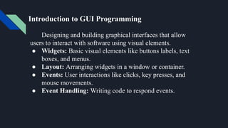 A Complete seminar on GUI Development in python | PDF