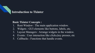 A Complete seminar on GUI Development in python | PDF