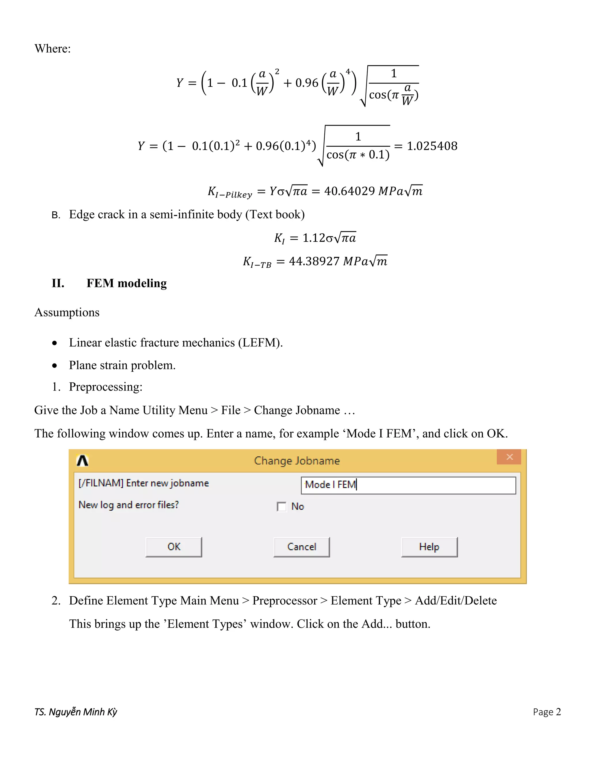 Guiding 2D fracture analysis in Ansys 14 | PDF | Physics | Science