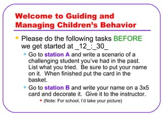 Guiding and managing children’s behavior | PPT