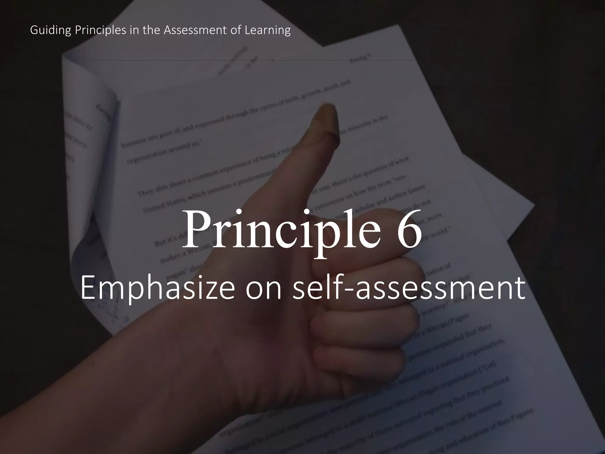 Guiding principles in the assessment of learning | PPTX