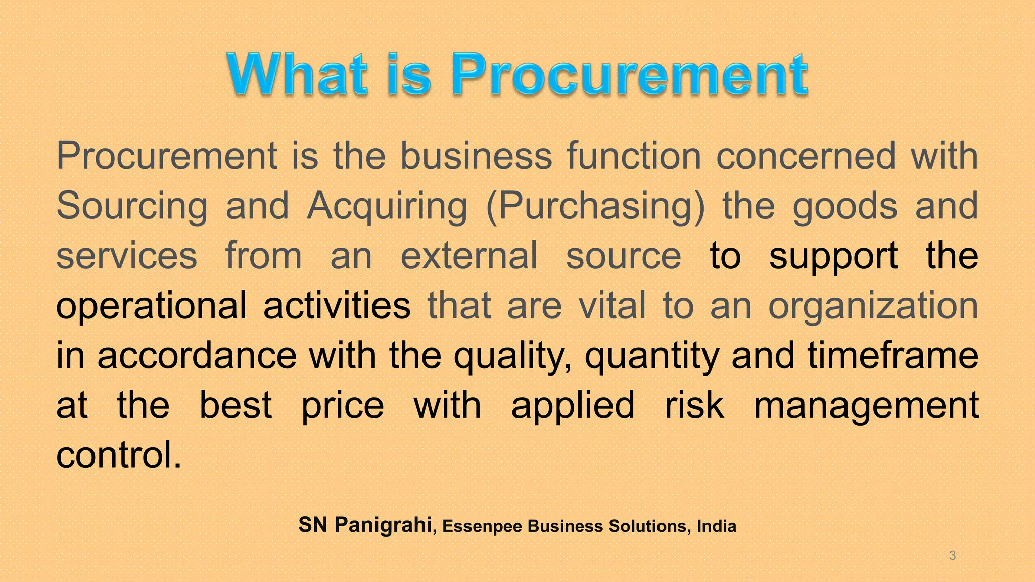 #Guiding Principles of Procurement - By SN Panigrahi | PDF