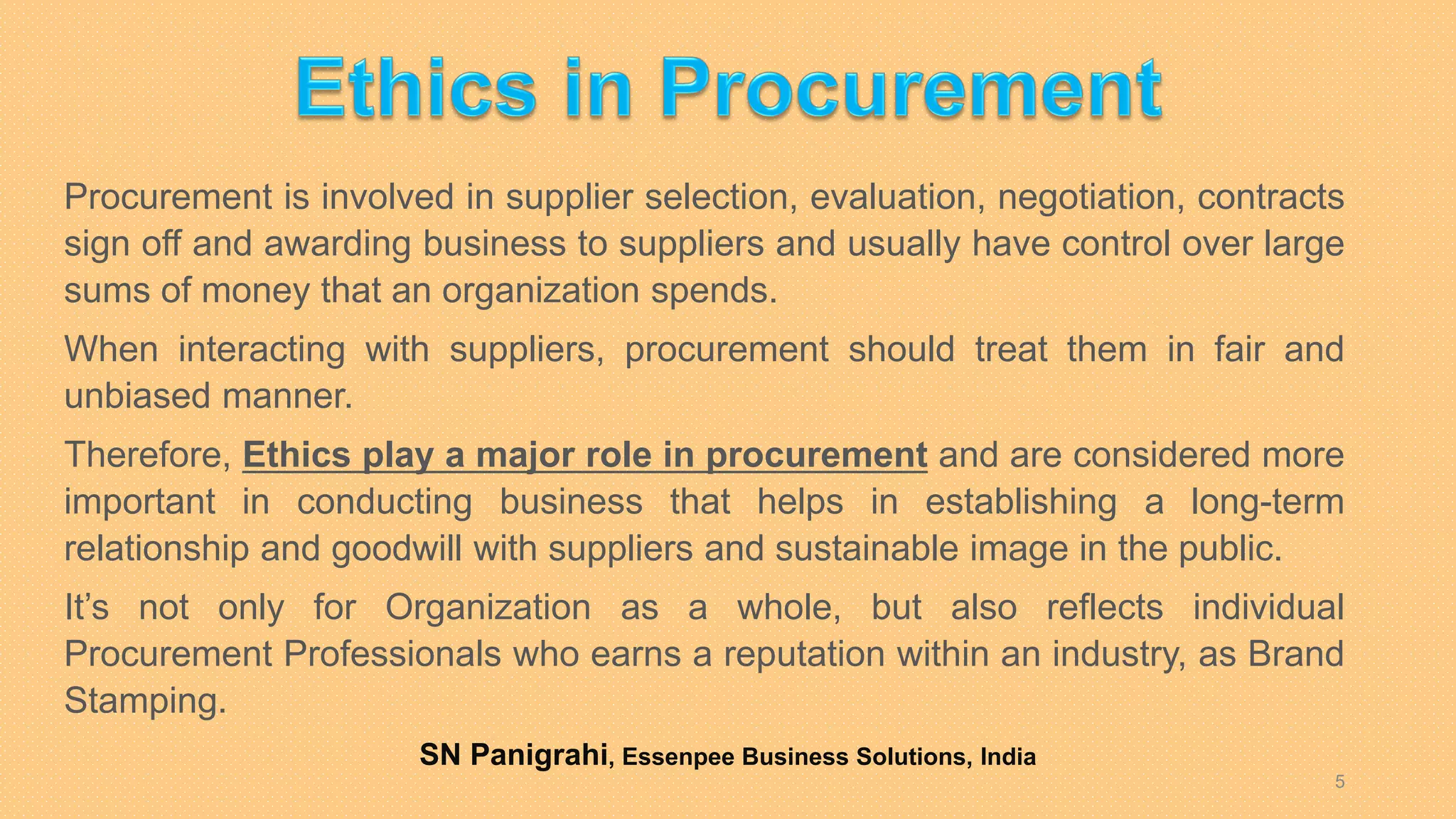 #Guiding Principles of Procurement - By SN Panigrahi | PDF