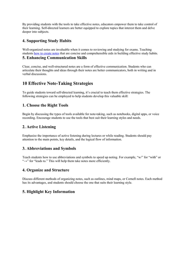 10 Effective Note-Taking Strategies For Students | Future Education ...