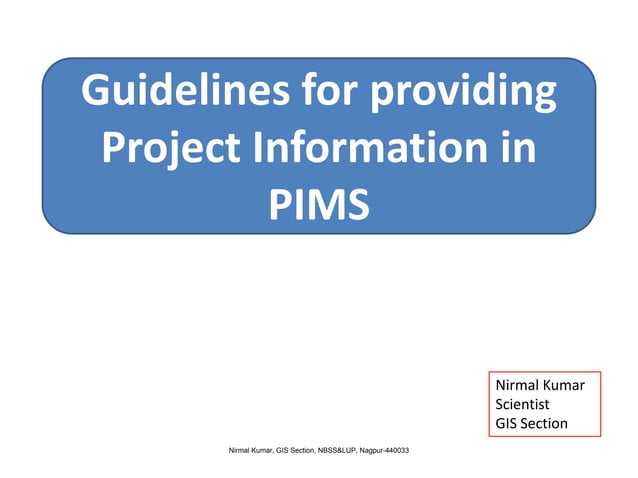 Guidlines for filling project information in pims | PDF