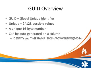 SQL Server GUIDS (Globally Unique Identifiers) | PPT