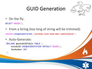 SQL Server GUIDS (Globally Unique Identifiers) | PPT