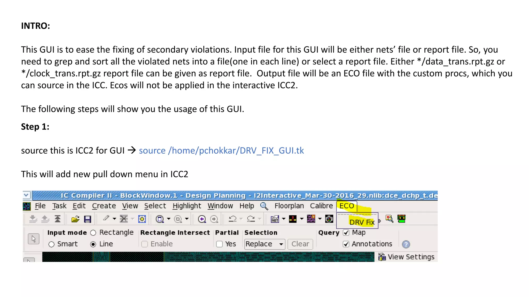 GUI for DRV fix in ICC2 | PPTX