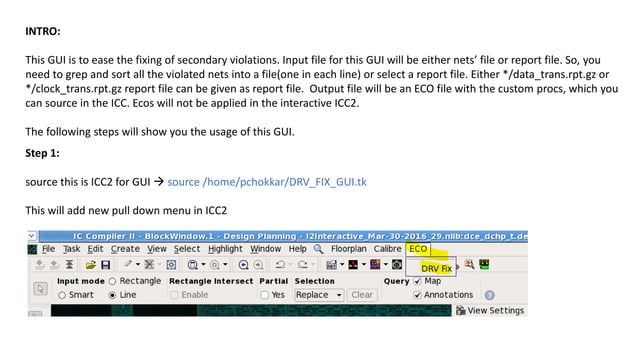 GUI for DRV fix in ICC2 | PPTX