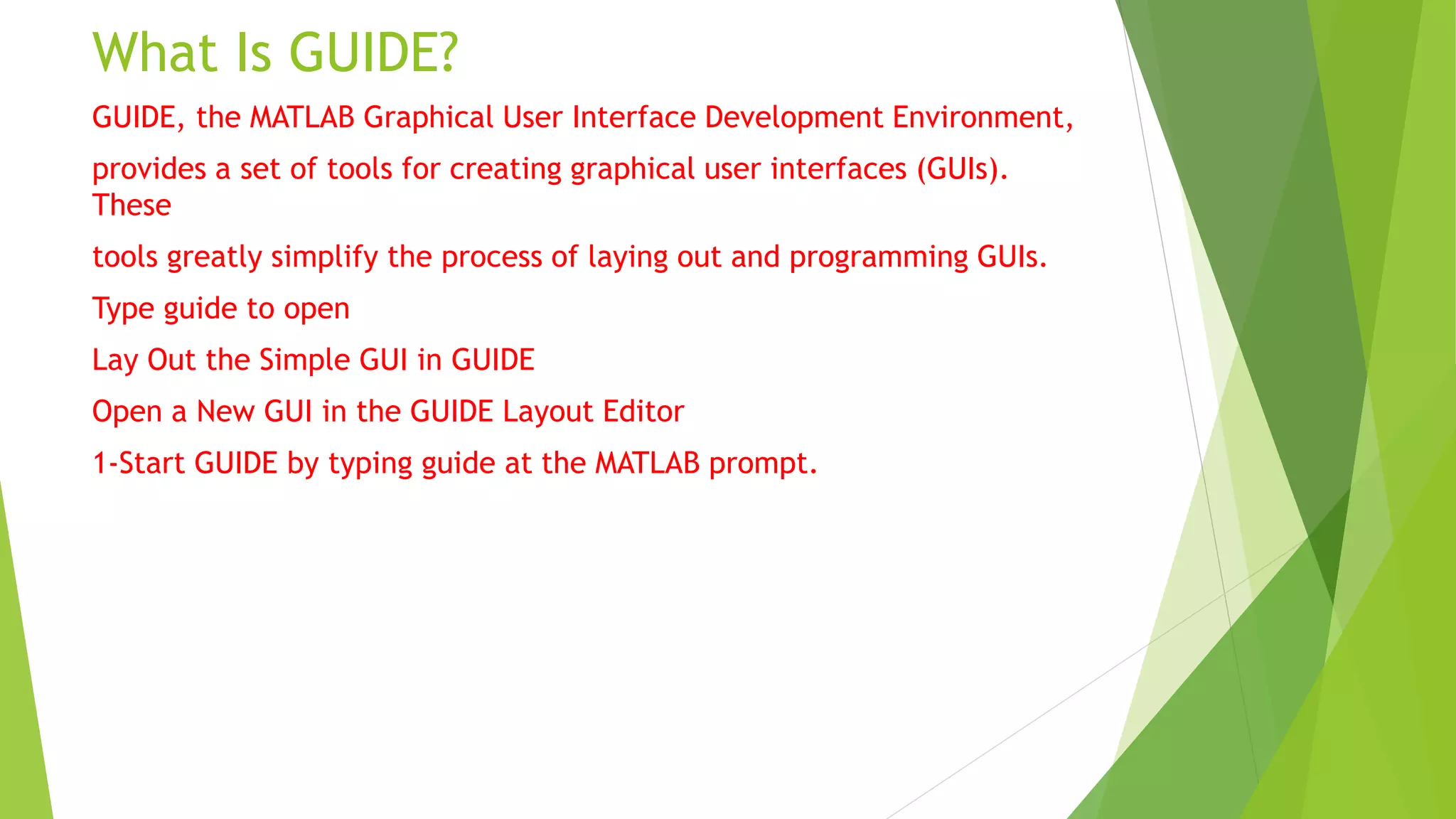 Gui in matlab : | PPTX