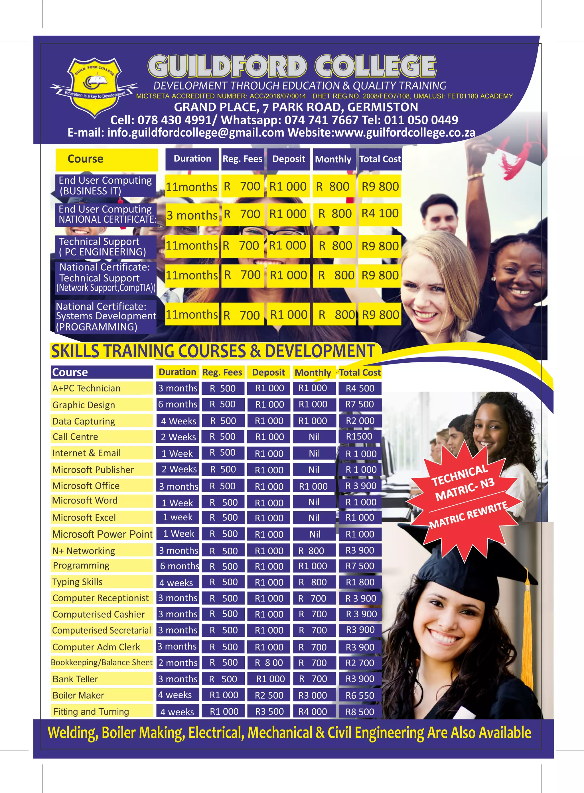 Bursaries available: Matric Rewrite | PDF