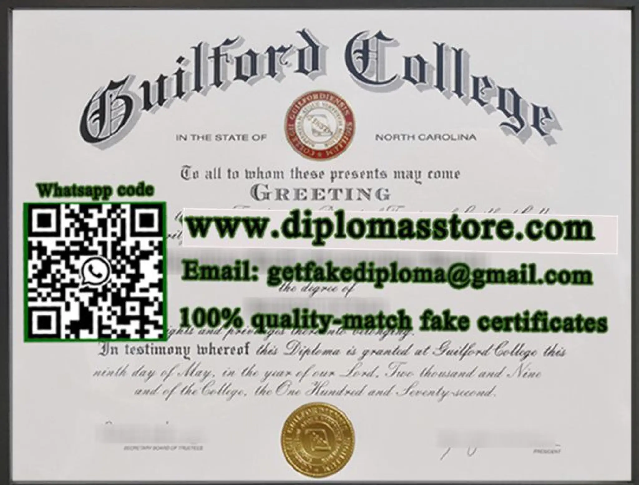 Guilford College diploma, phony Guilford College certificate | PDF