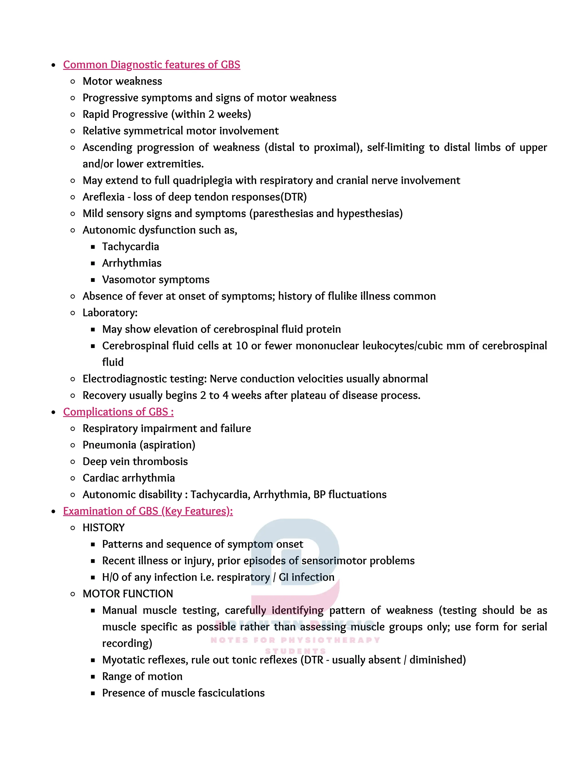 Guillain-Barré Syndrome Physiotherapy Assessment and Management | PDF