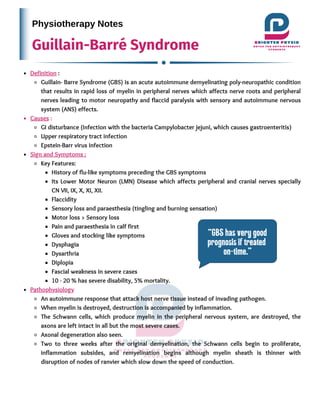 Guillain-Barré Syndrome Physiotherapy Assessment and Management | PDF