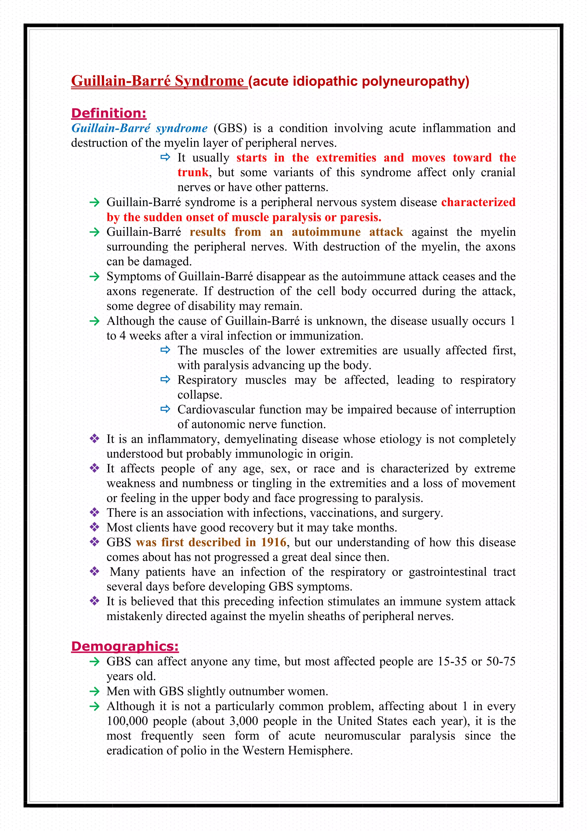 Guillain barré syndrome | PDF