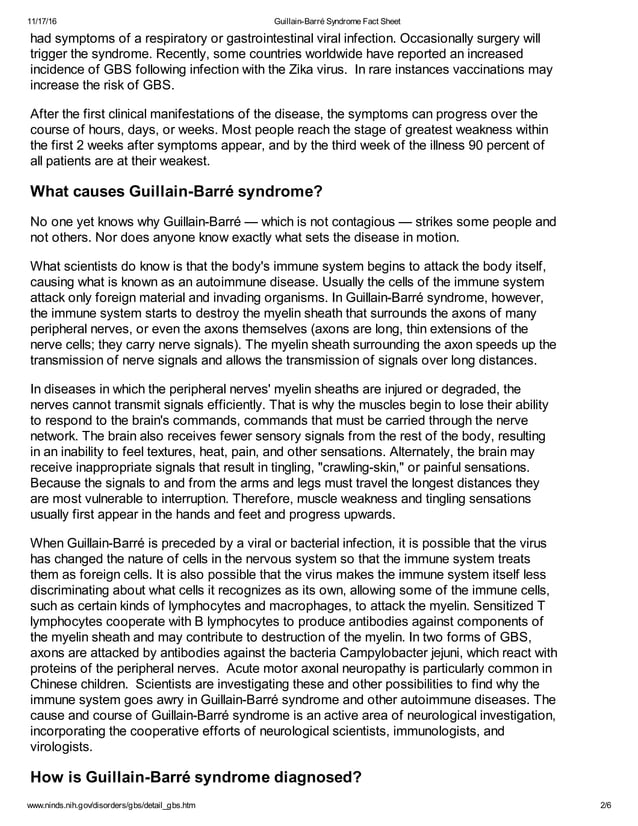 Guillain barré syndrome fact sheet | PDF | Brain and Nervous System Disorders | Diseases and ...
