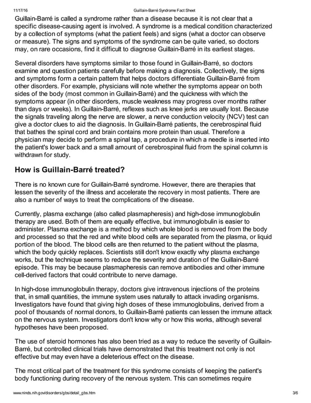Guillain barré syndrome fact sheet | PDF | Brain and Nervous System Disorders | Diseases and ...