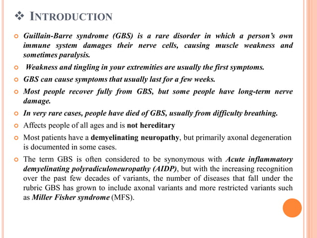 Guillain Barre Syndrome (GBS) | PDF | Brain and Nervous System ...