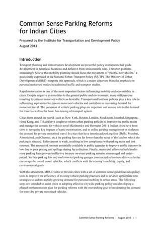 Guidance on parking reform in Indian cities | PDF