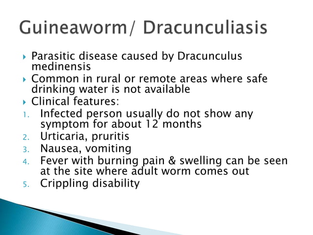 Guinea worm & yaws eradication programme | PPTX | Infectious Diseases ...