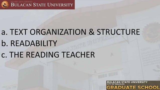 Teaching Reading Report, Text Structure and Readability | PPT