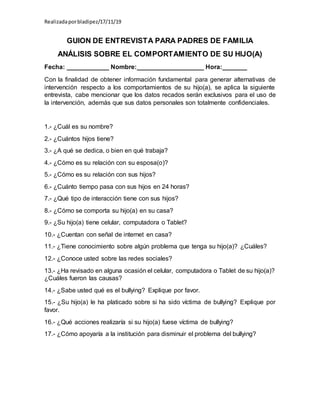 Guion de entrevista para adolescentes | DOCX