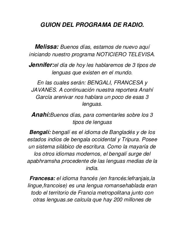 Guion del programa de radio