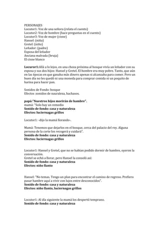 Guion hansel y gretel | DOCX