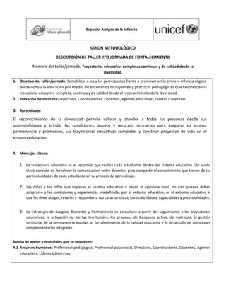 Guion Metodológico taller 1 Trayectorias educativas completas continuas ...