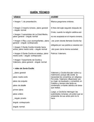 Guión técnico de Santa Cecilia | DOCX