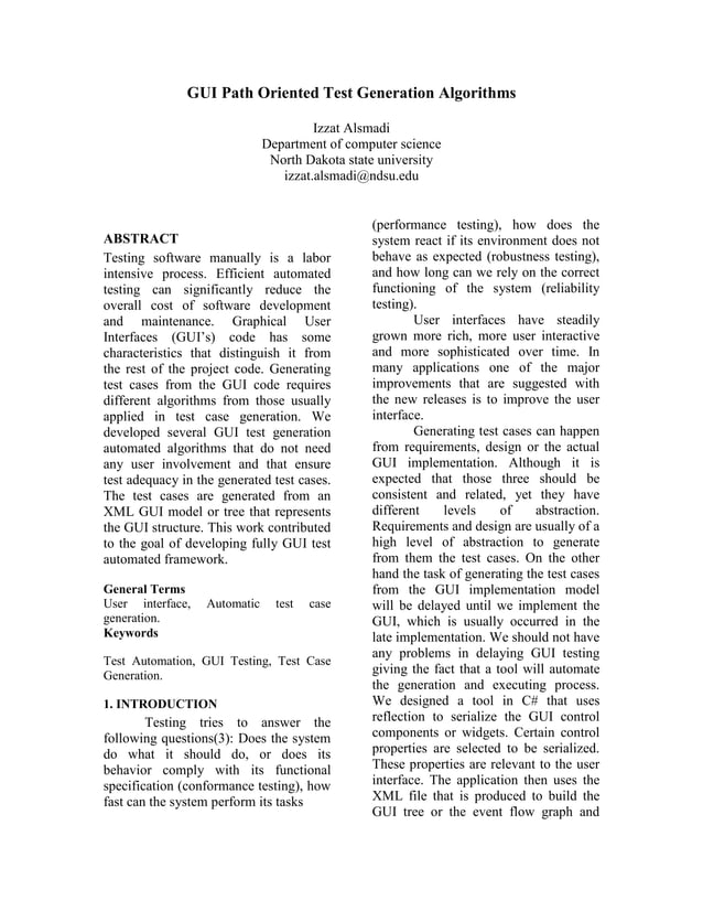 Gui Path Oriented Test Generation Algorithms Paper Pdf