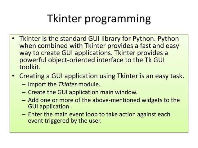 Gui programming | PPTX | Home Entertainment Systems | Consumer Electronics