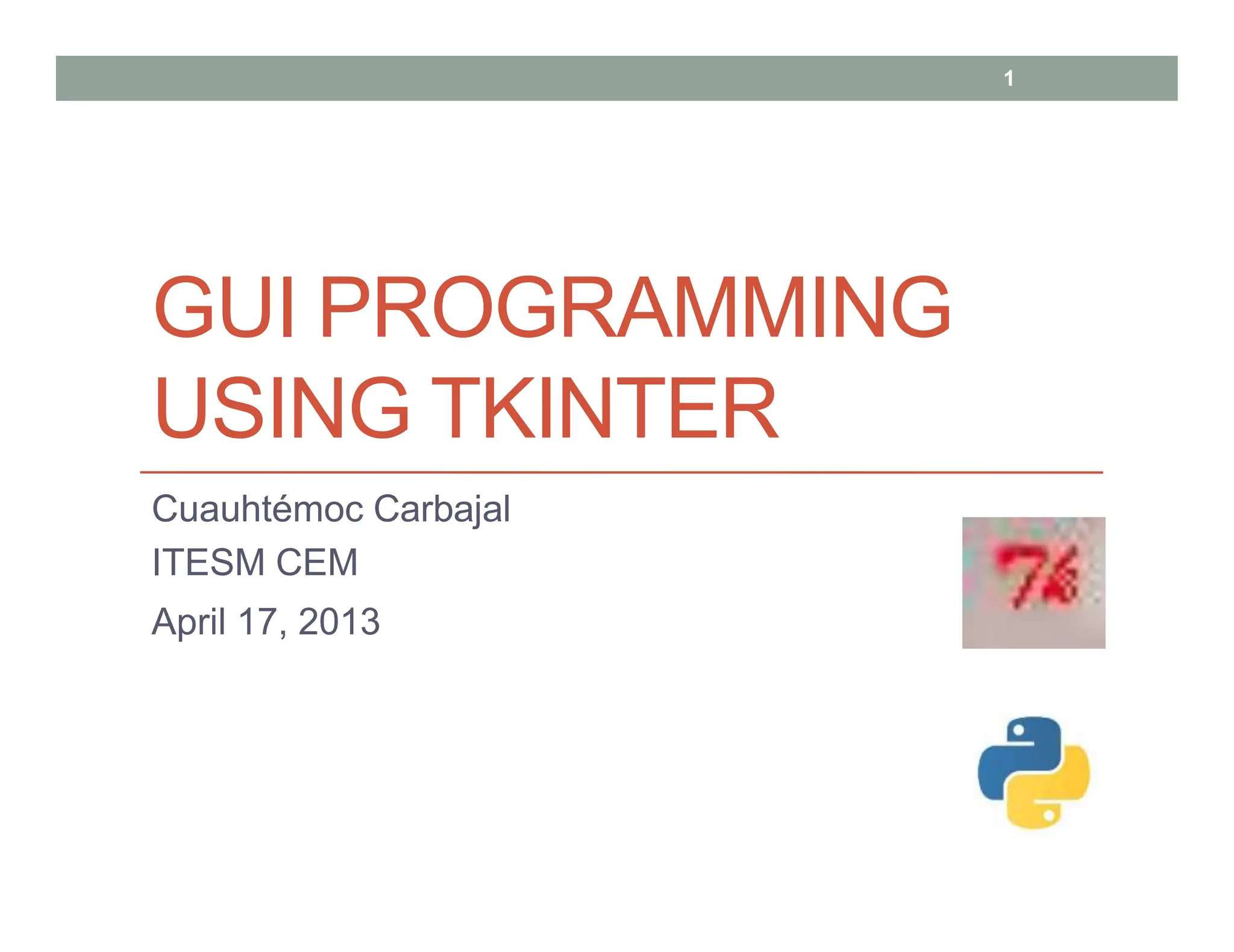 Gui Programming Using Tkinter Convertedpptx