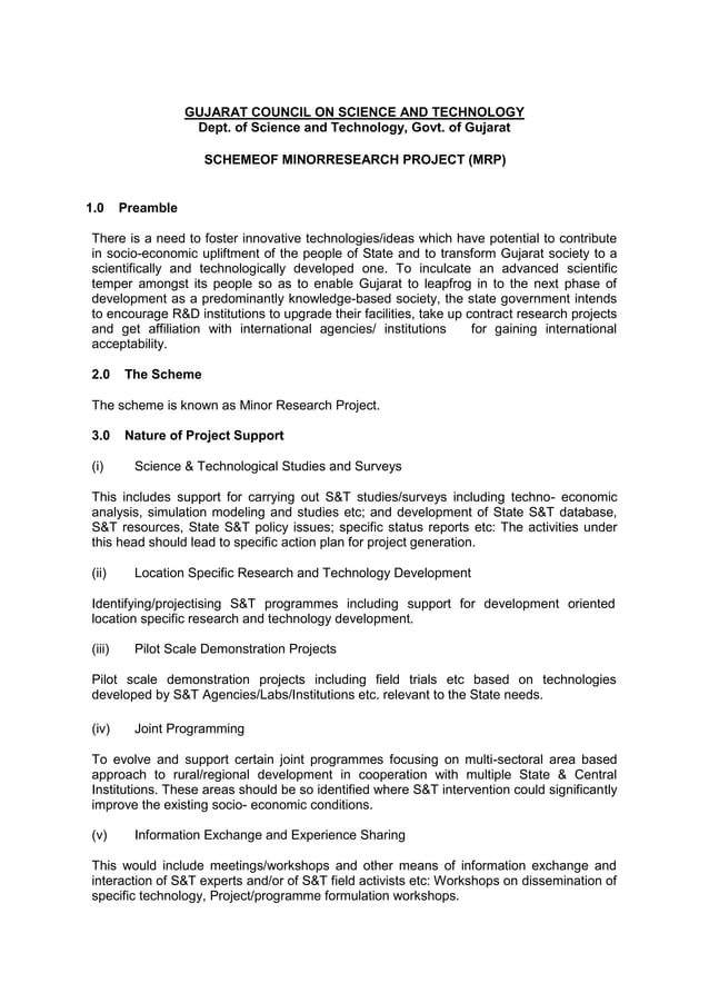 Gujcost mrp-scheme-final | PDF | Student Financial Aid | Financial Assistance