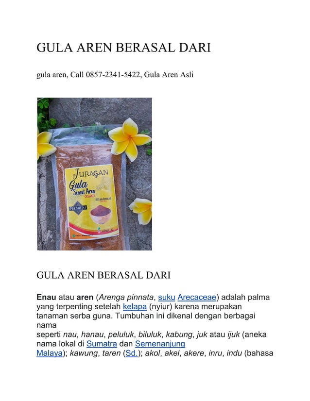 Gula aren berasal dari | PDF