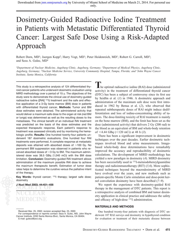 Dosimetry-guided i-131 treatment | PDF