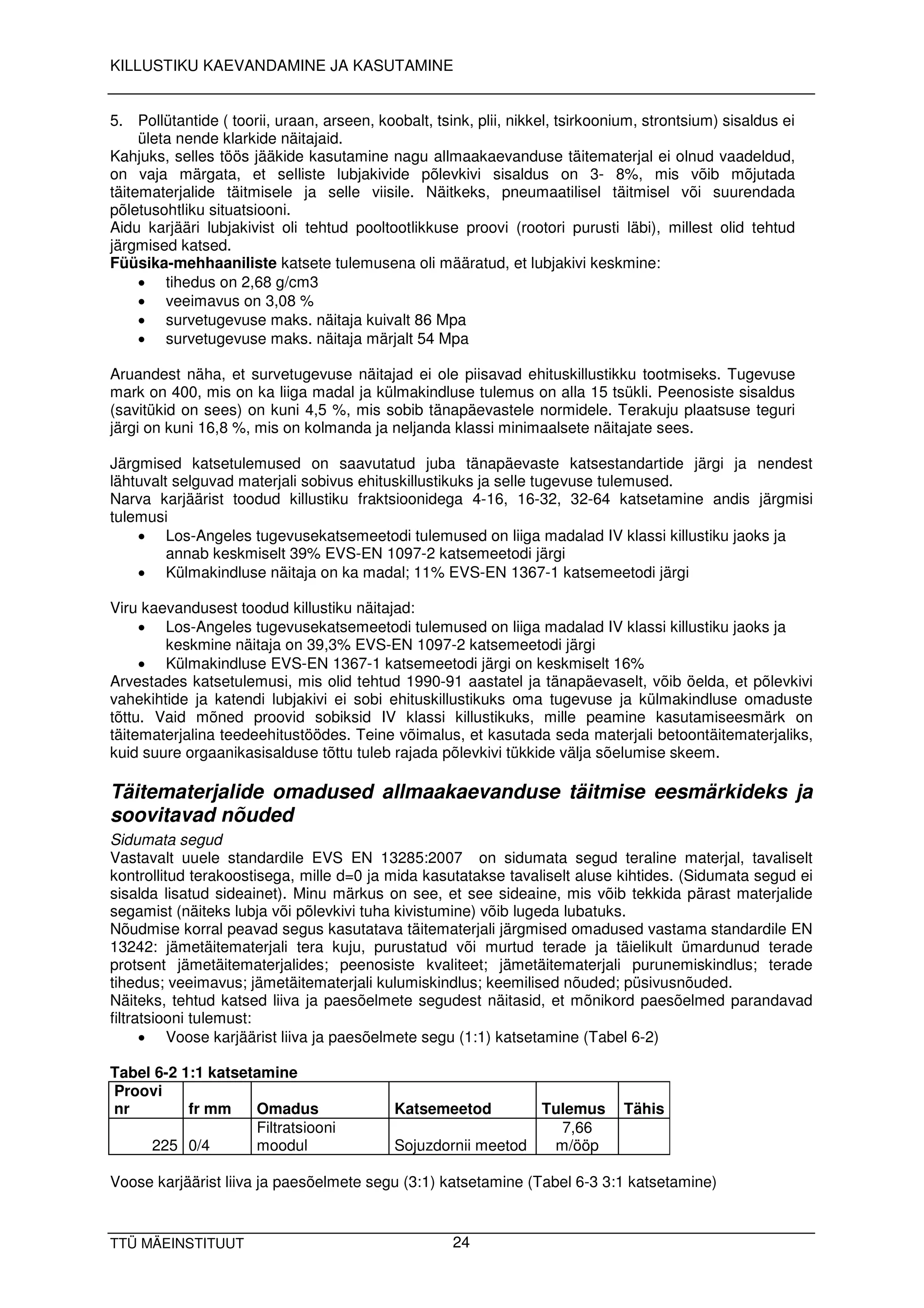 Gulevitš täitematerjalide omaduste_analüüs | PDF