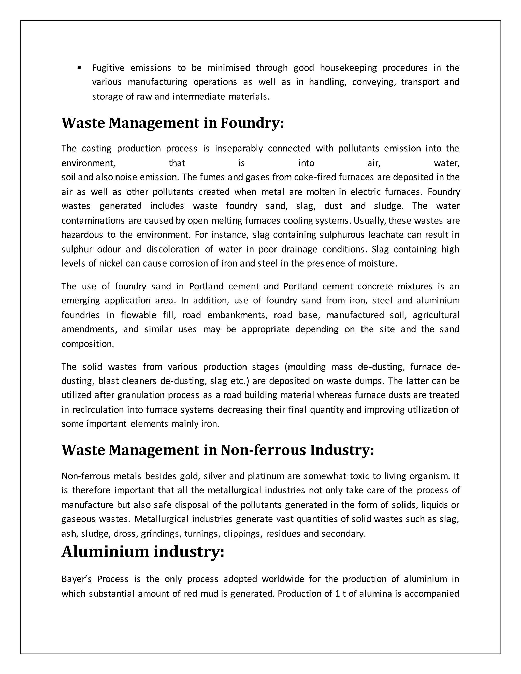 Waste management in metallurgical | DOCX