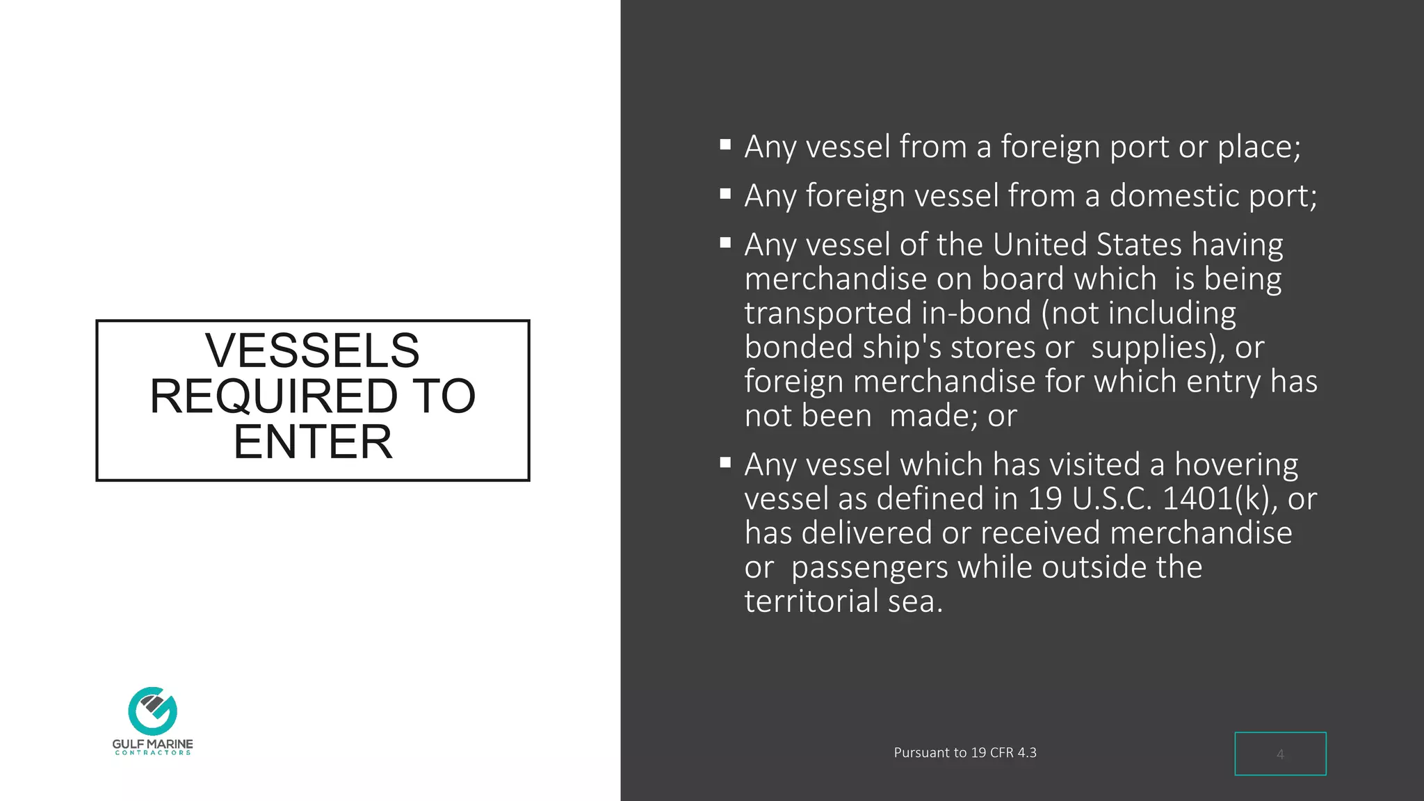 US Customs Vessel Entry / Clearance Requirements | PDF
