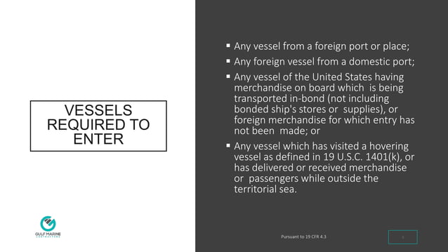 US Customs Vessel Entry / Clearance Requirements | PDF