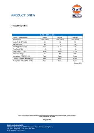 Gulf sea bd gear oil 100 | PDF