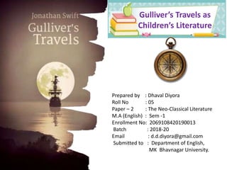Guliver's travels as a children's literature | PPTX